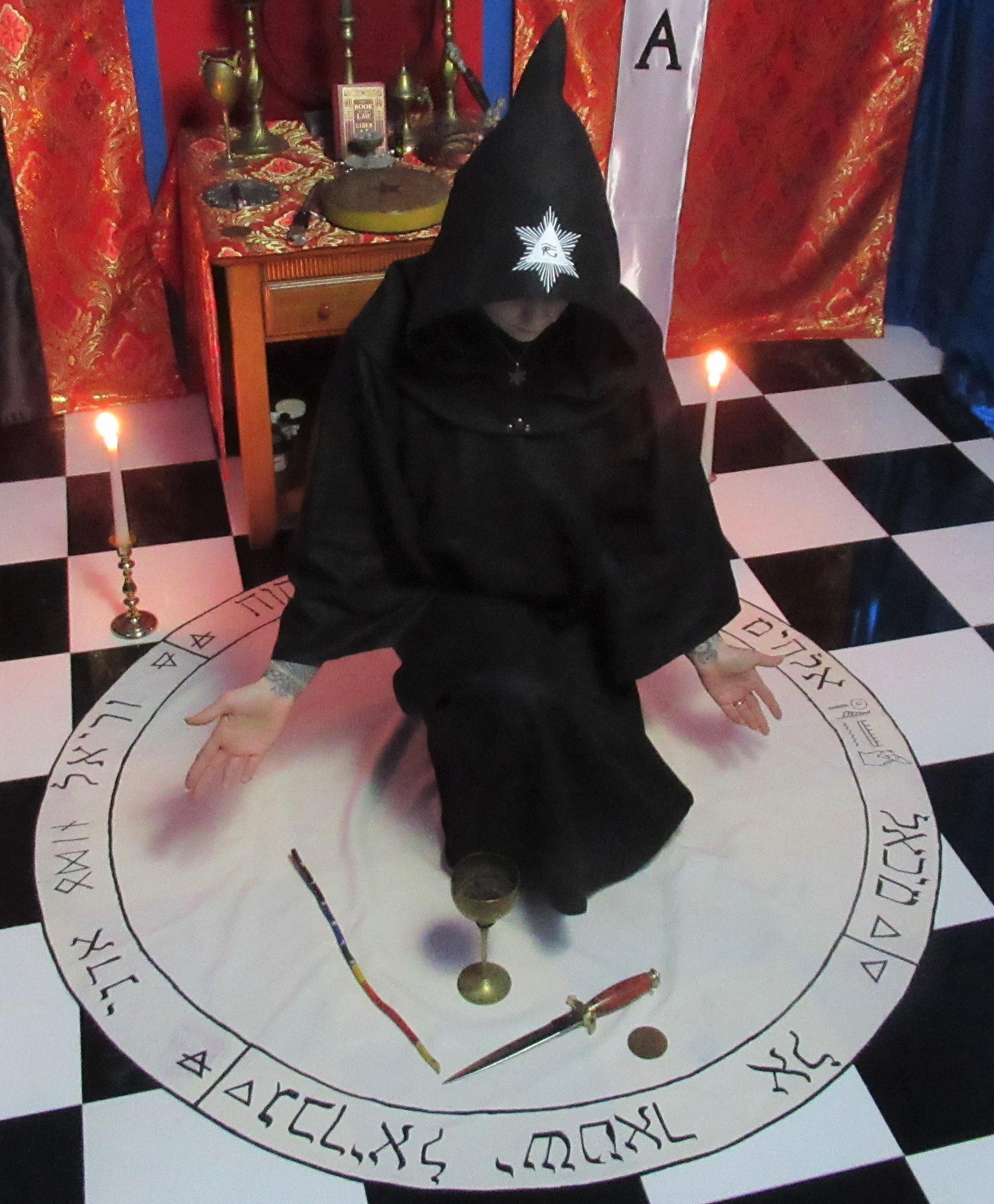 Black MAGUS Medieval Style Hood with Embroidery / ceremonial | Etsy