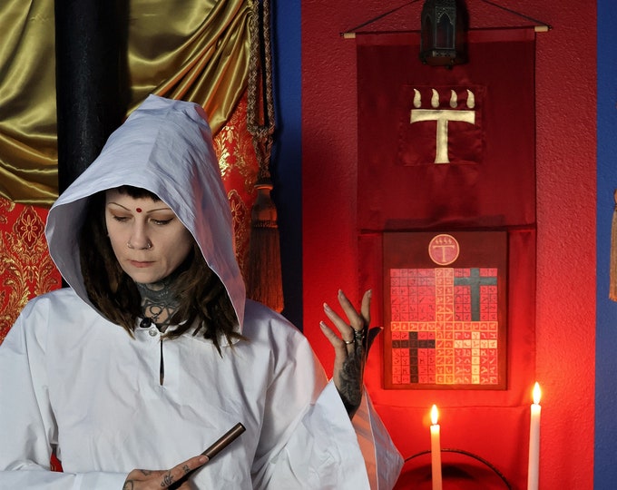 Ceremonial TAU Robe With HOOD OTO Golden Dawn Magick Thelema A.'.A ...