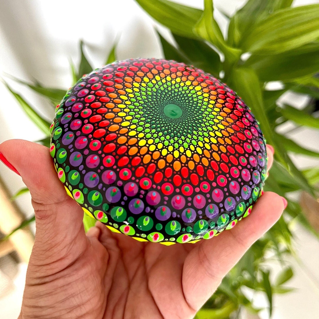 Rainbow Stone, Painted Stone, Golden Ratio, Sacred Geometry, Painted ...