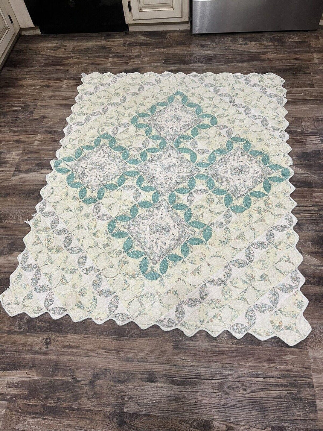 Vintage Antique Patchwork Quilt Display 44x57 Pink Blue Feed Sack ...
