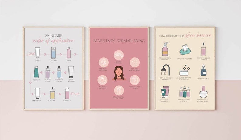 Esthetician Graphic Prints, Poster Set, Digital Downloads, Wall Art ...