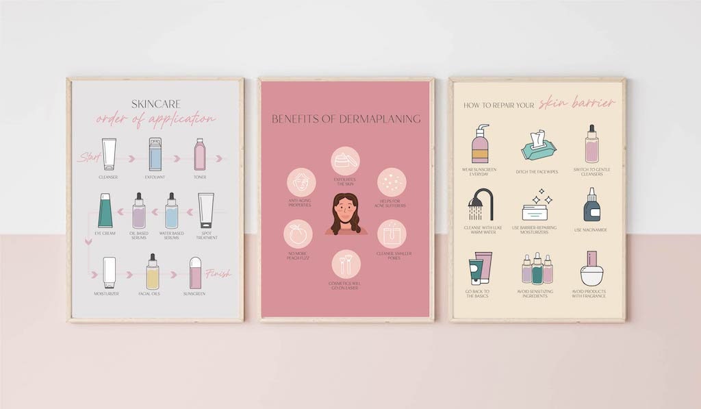 Esthetician Graphic Prints, Poster Set, Digital Downloads, Wall Art ...