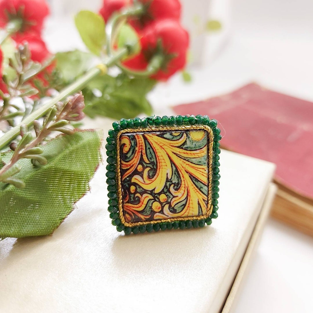 Sicilian Ring Sicilian Ceramic Tile Ring Majolica Tile - Etsy