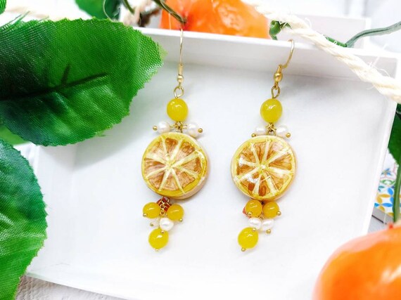 Etsy lemon earrings store