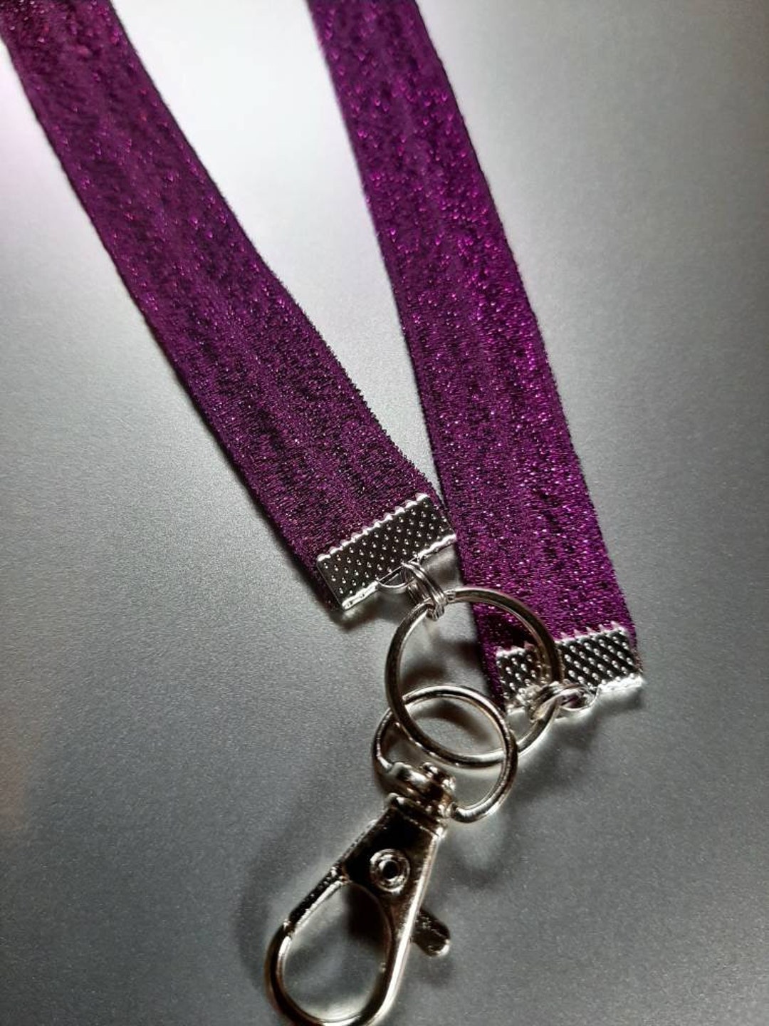 Sparkle Purple Lanyard Badge Id Holder Necklace Lanyard Elastic Lanyard ...