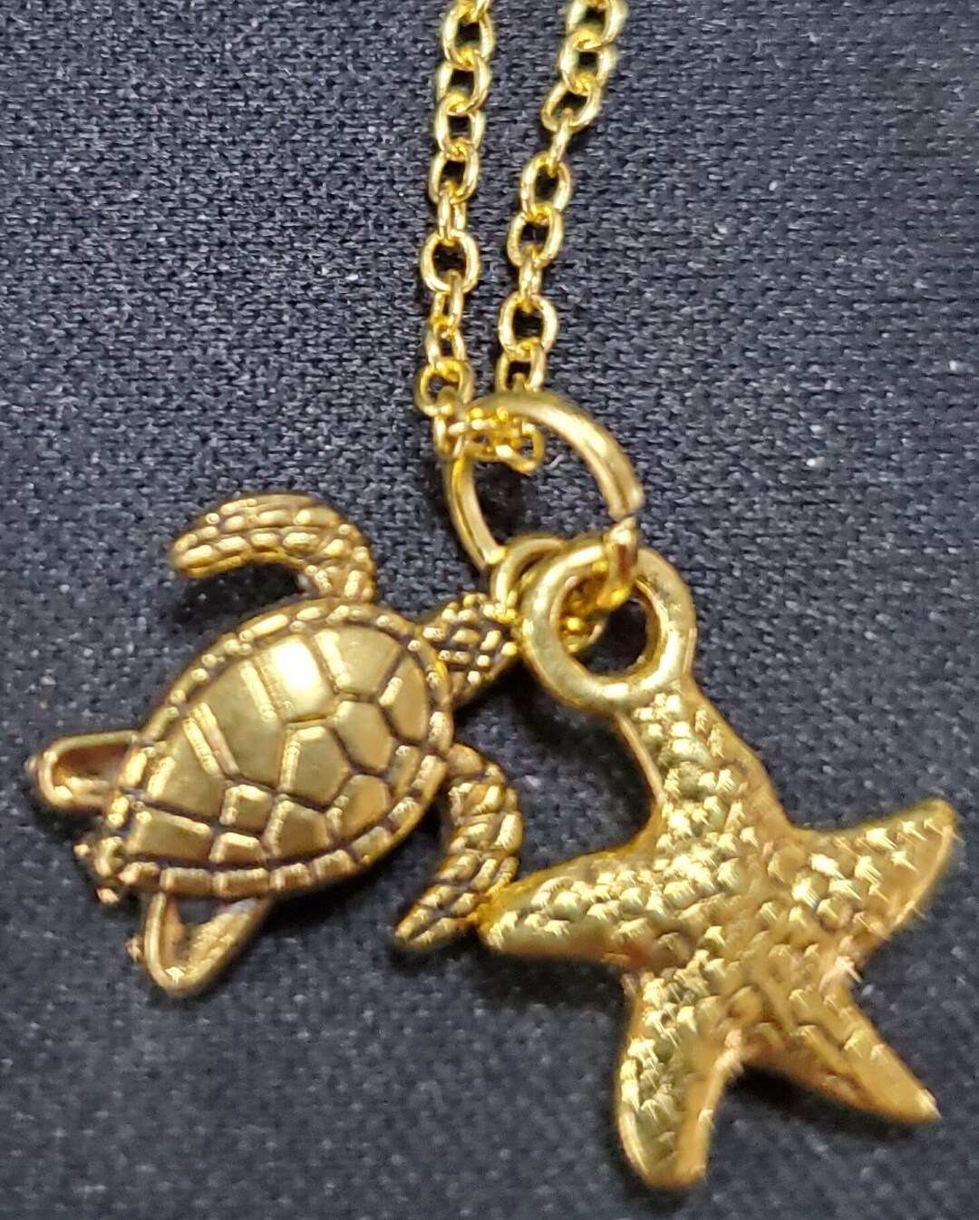 Gold Plated Chain With Gold Turtle and Sea Star Charms - Etsy