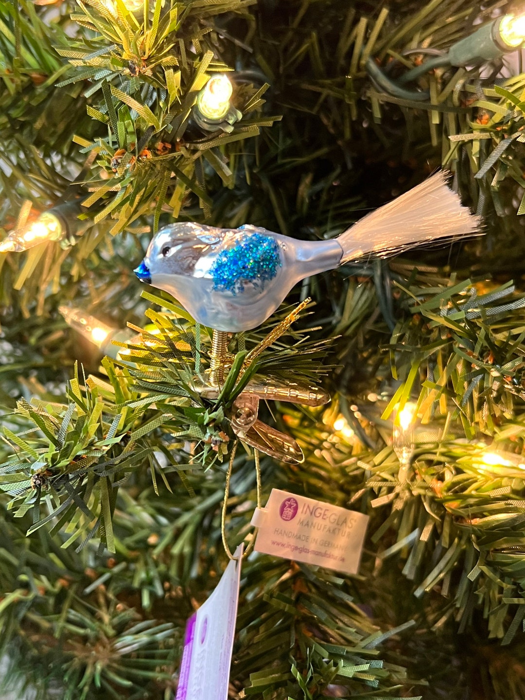 Inge-glas Mini Blue Marstro Bird Glass Clip-on - Etsy