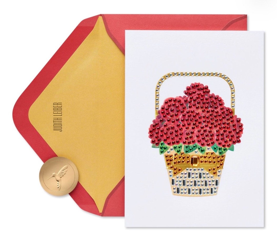 Blank - Judith Lieber Gemmed Rose Basket Blank Card New Papyrus ...