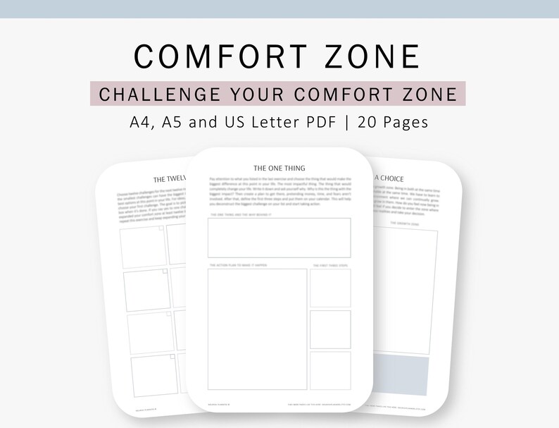 Comfort Zone Journal, Digital Templates, Writing Journal, Personal ...