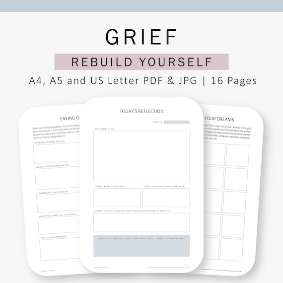 Grief Therapy Grieve Bullet Journal Mental Health Digital | Etsy