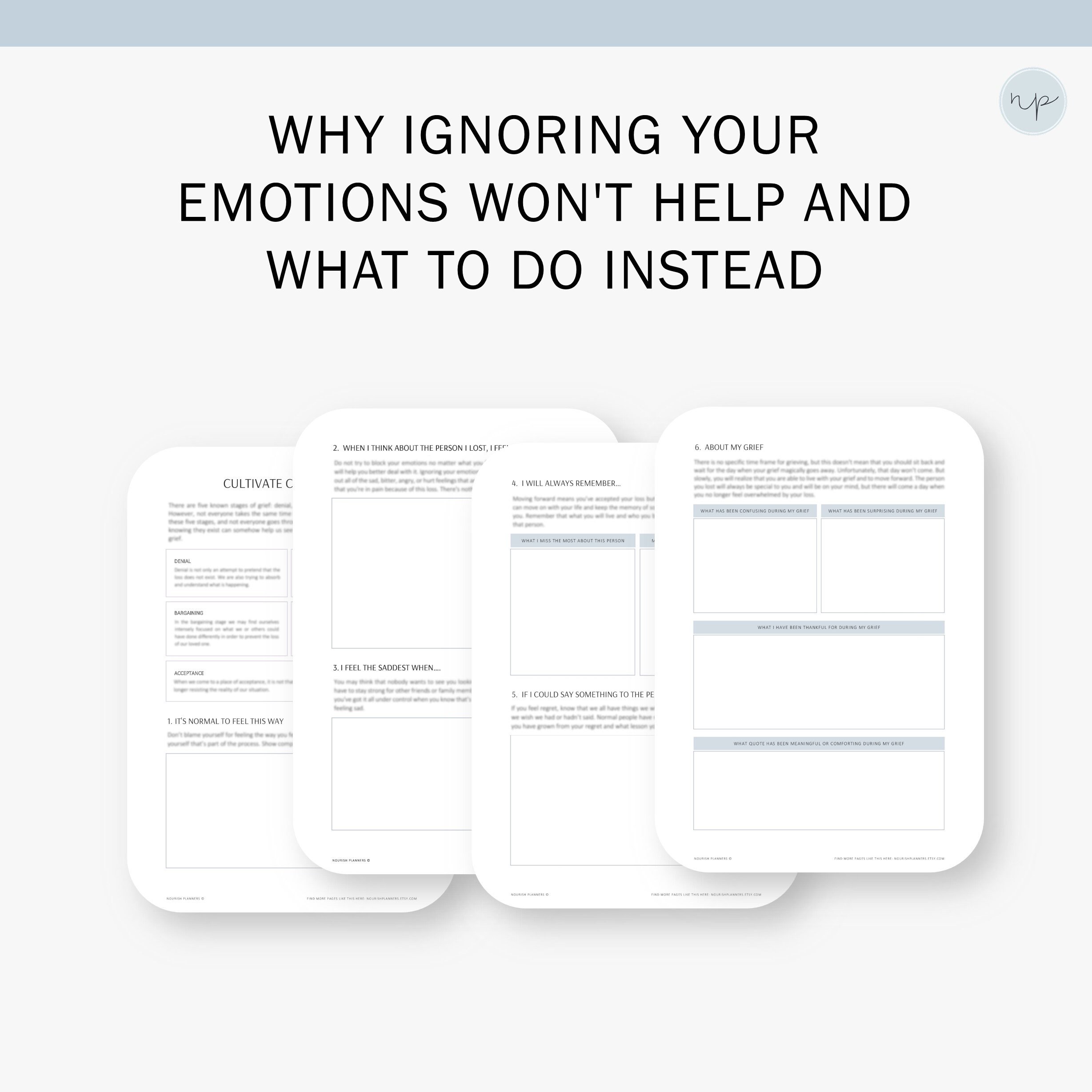 Grief Therapy, Grieve Bullet Journal, Mental Health, Digital Planner ...