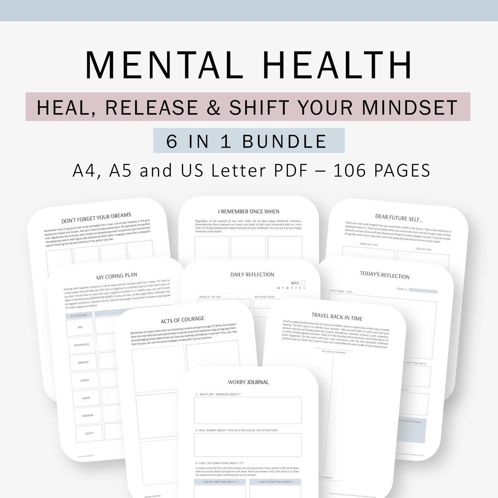 Mental Health Kit Bullet Journal Digital Planner Printable | Etsy