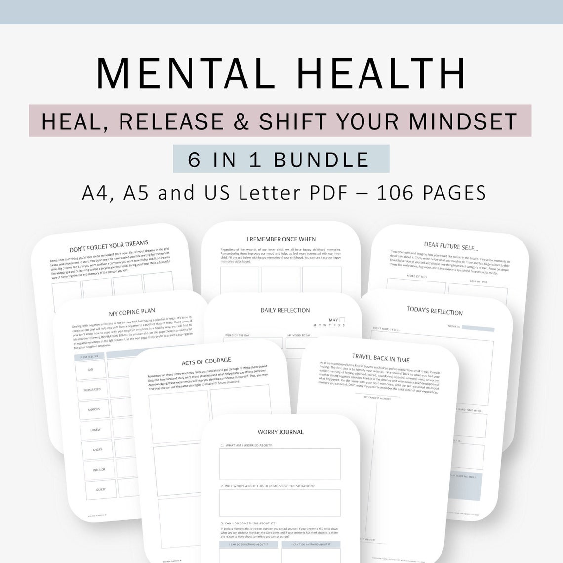 Mental Health Kit Bullet Journal Digital Planner Printable | Etsy