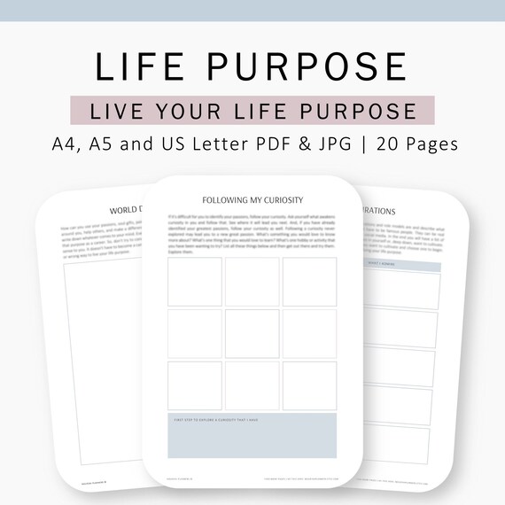 Size A4 A5 Letter Life Planner Personal Growth Workbook Printable Find ...