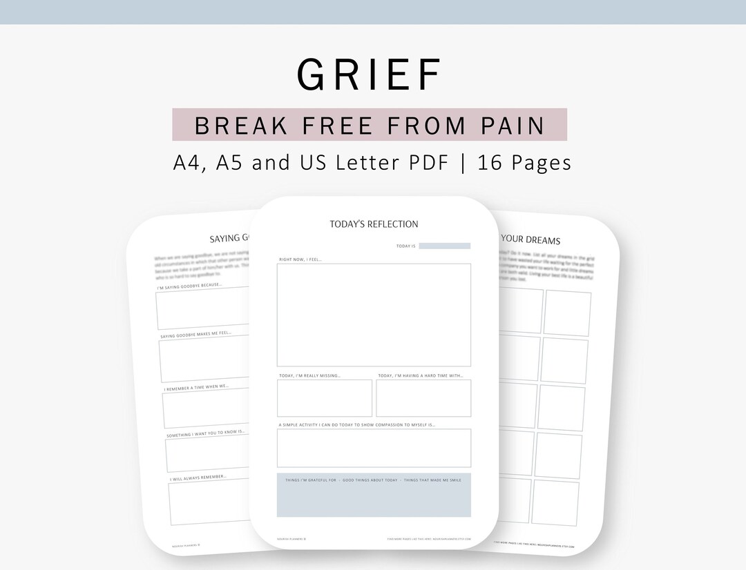 Grief Therapy, Grieve Bullet Journal, Mental Health, Digital Planner ...