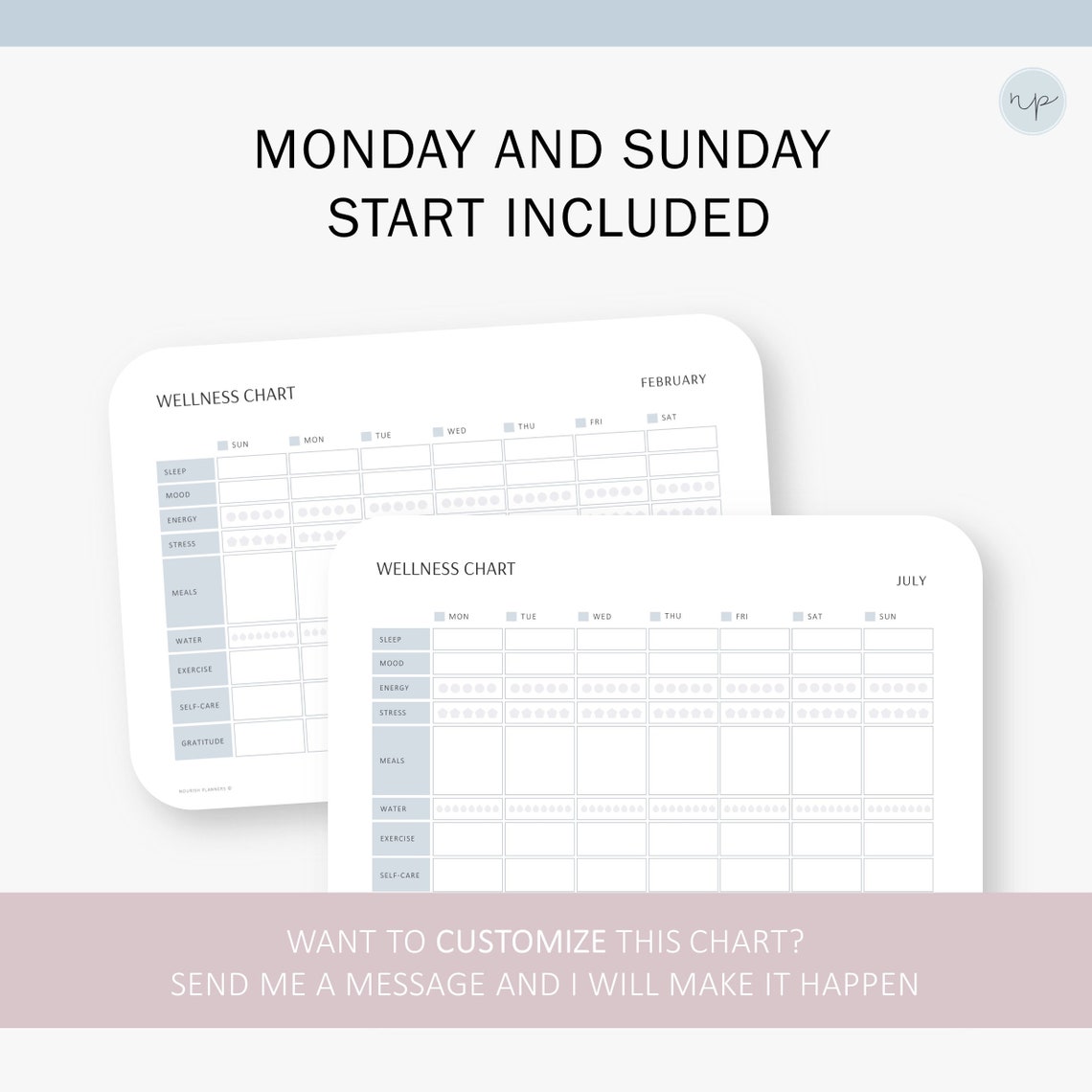 Wellness Tracker Weekly Chart Digital Planner Printable - Etsy