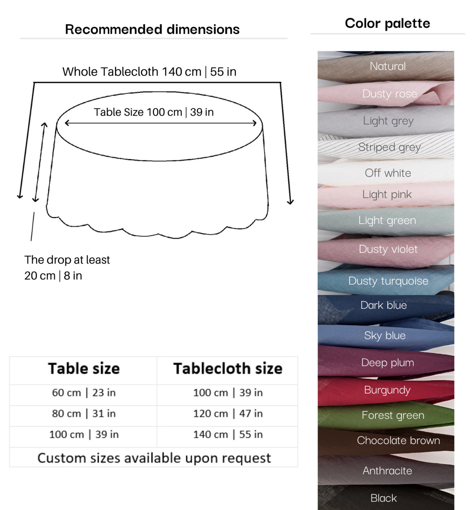 Round Classic Grey Tablecloth/custom Light Linen - Etsy