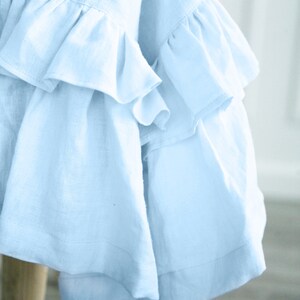 Double Ruffle Light Blue Tablecloth/custom Pastel Linen Tablecloth ...