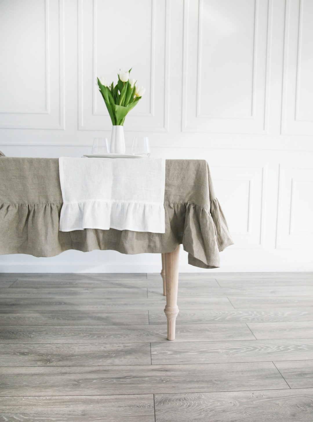 Ruffled Table Runner, Custom Table Runner From Organic Linen Fabric ...