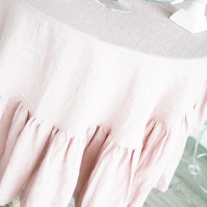 Extra Large Round Ruffled Dusty Rose Tablecloth / Custom Soft Pink ...