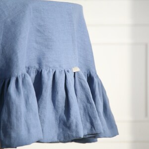 Round Ruffled Sky Blue Tablecloth/custom Linen Tablecloth/soft ...