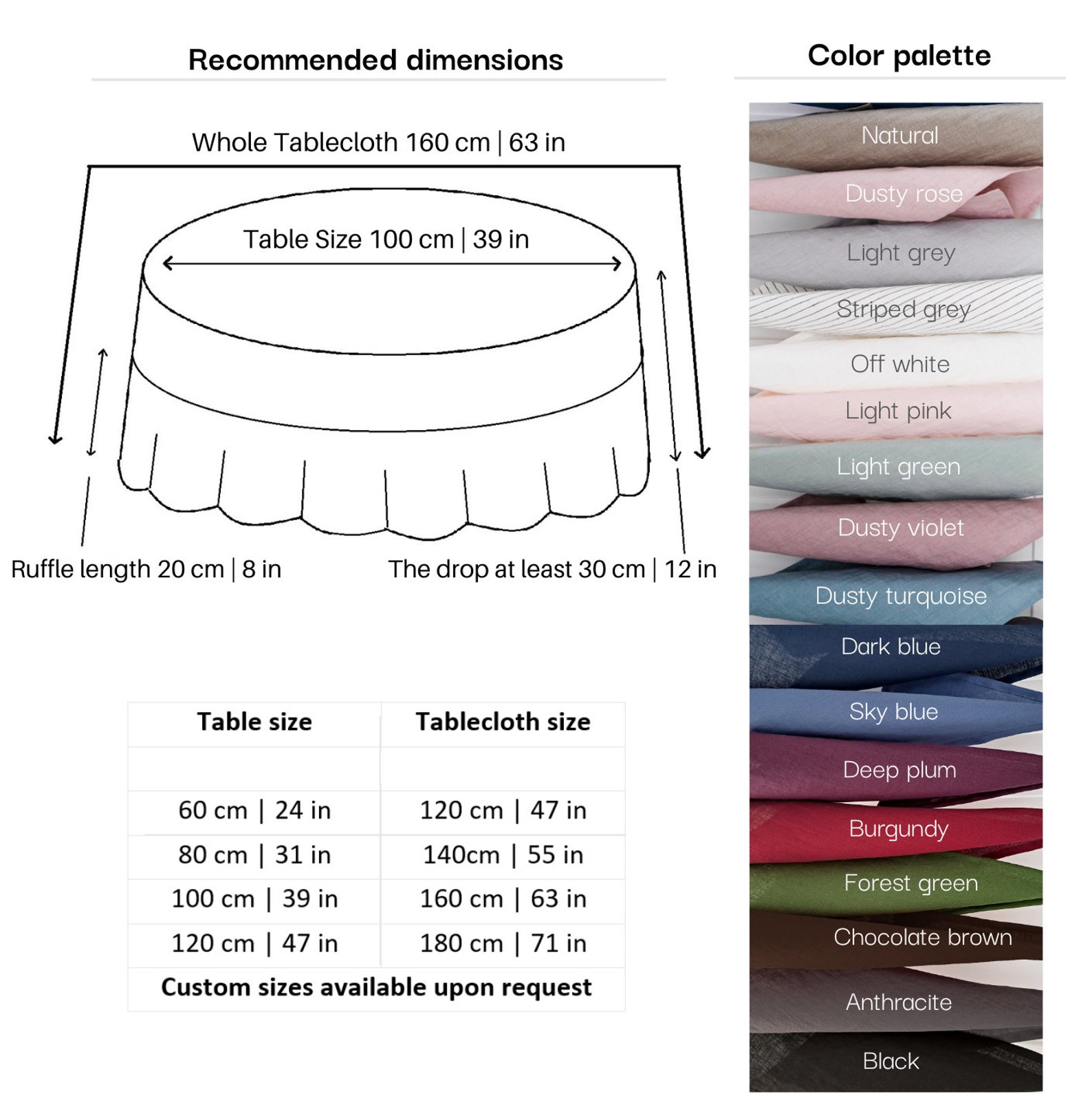 Round Ruffled Dusty Rose Tablecloth/custom Pink Linen - Etsy