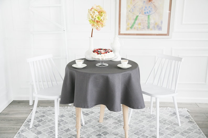 Round Classic Grey Tablecloth/custom Light Linen - Etsy