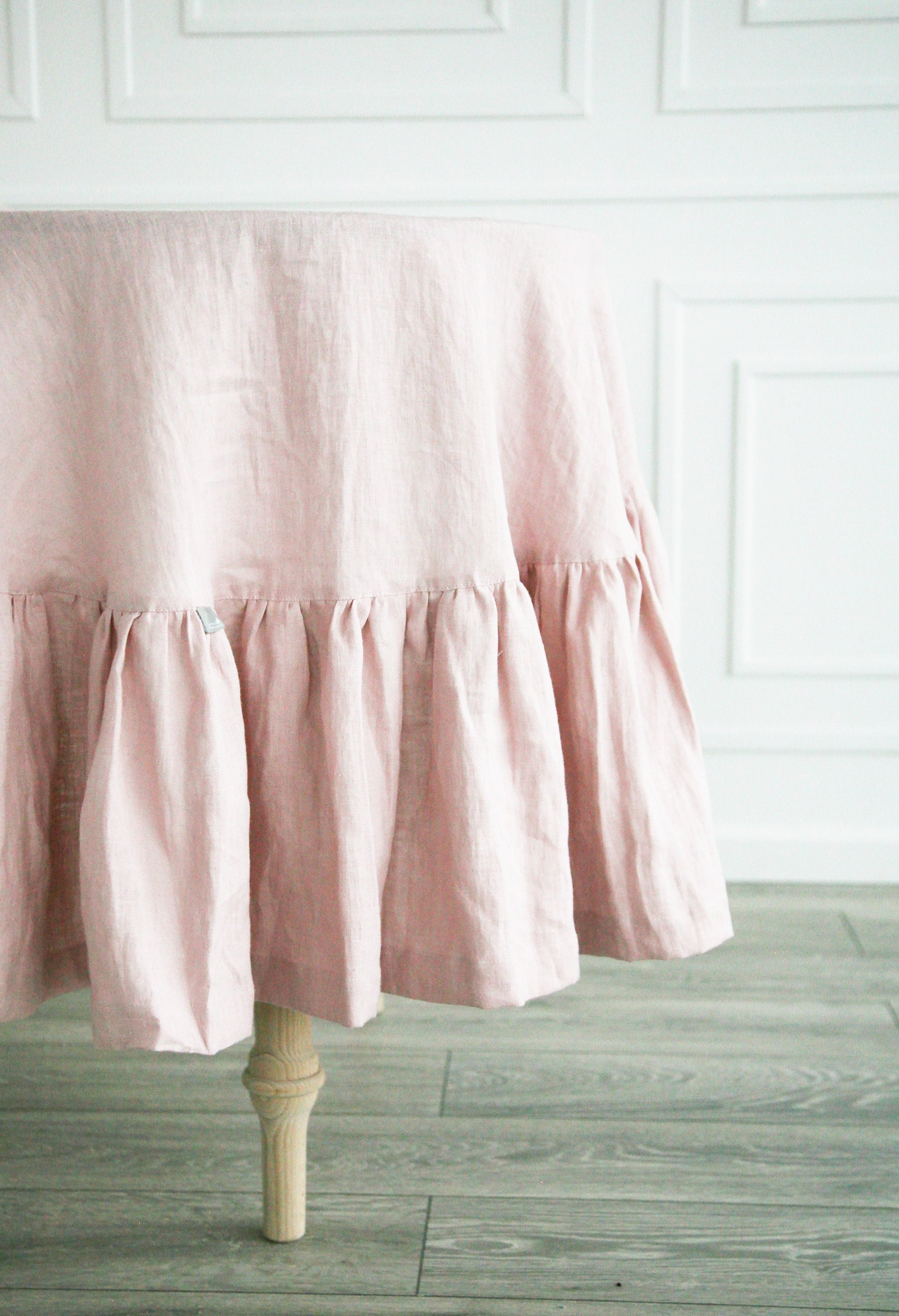 Round Ruffled Dusty Rose Tablecloth/custom Pink Linen - Etsy