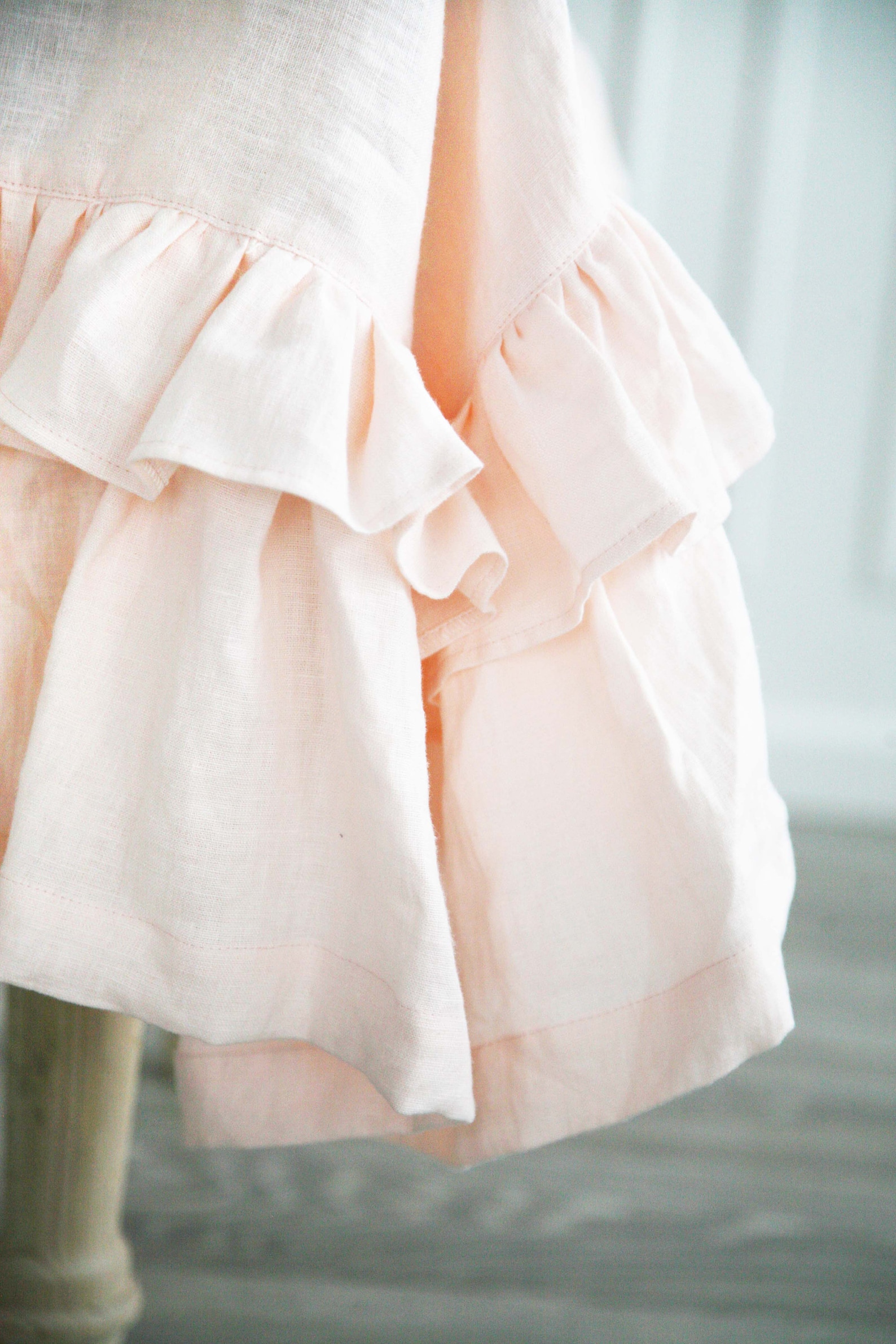 Double Ruffle Light Pink Tablecloth/custom Pastel Linen - Etsy