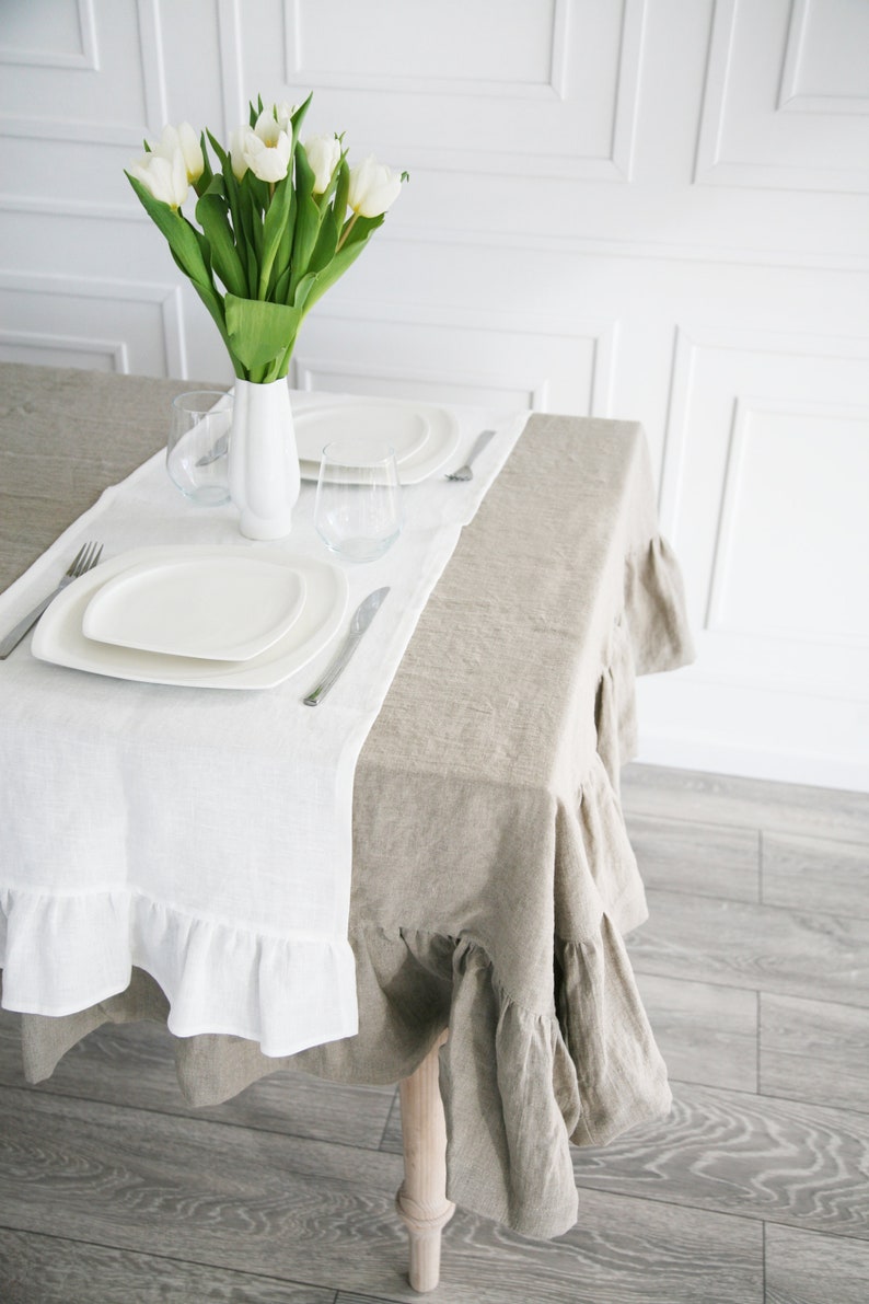 Ruffled Table Runner, Custom Table Runner From Organic Linen Fabric ...