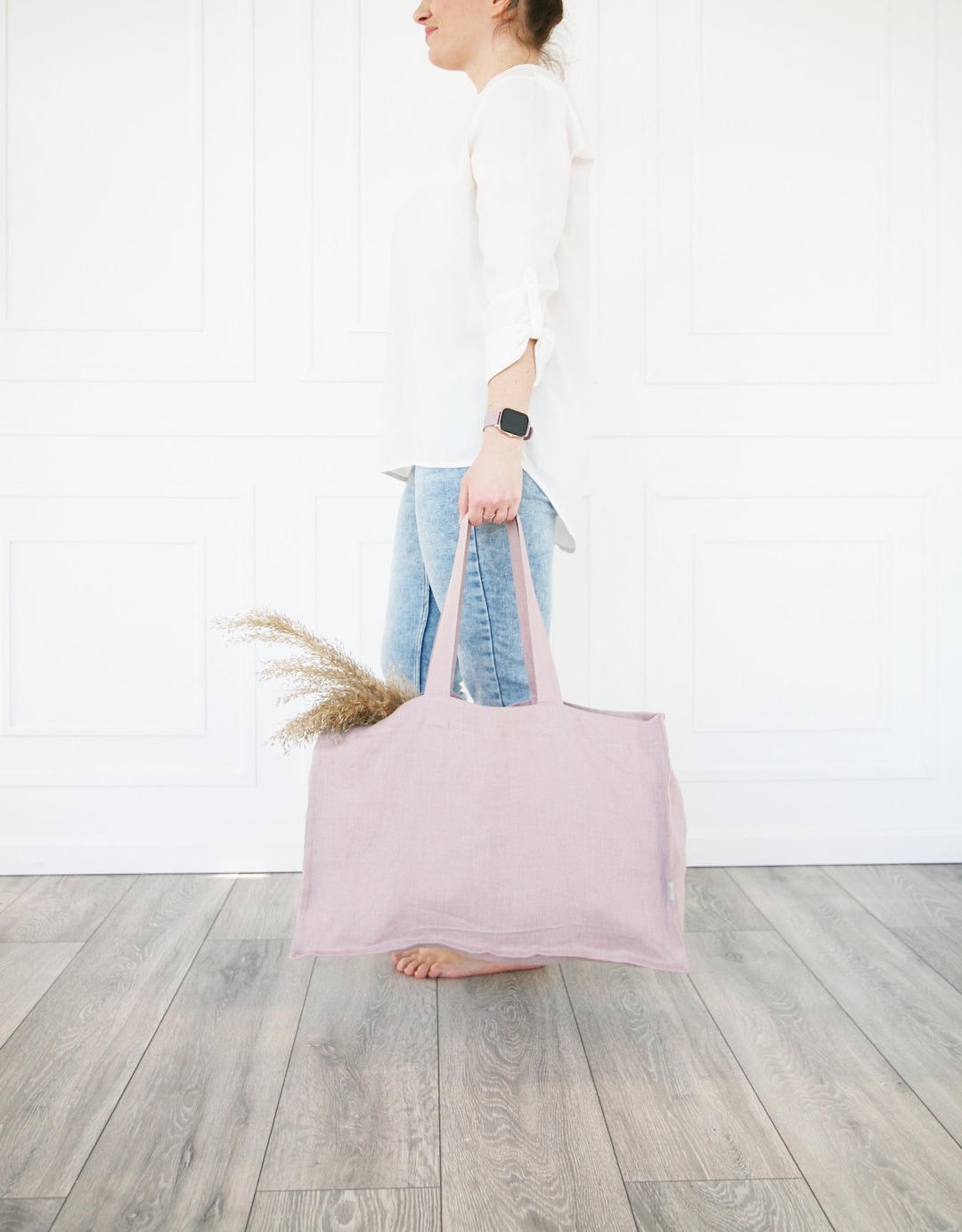 Linen Beach Bag From Organic Linen | Handmade Linen Tote Bag for ...