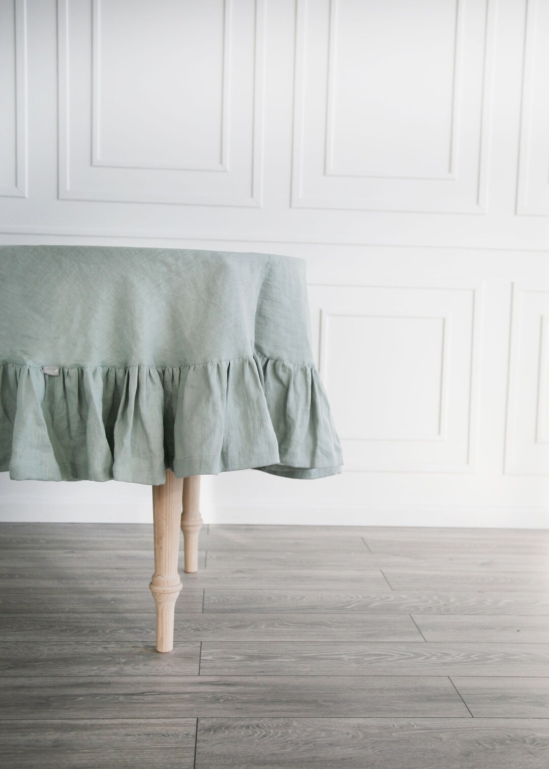 Round Ruffled Light Tablecloth/custom Pastel Linen Tablecloth/soft ...