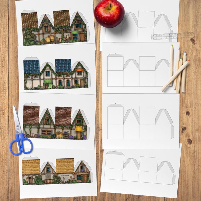 Printable Tiny Village | Screen-free Activity | 4 Cottages | Includes ...