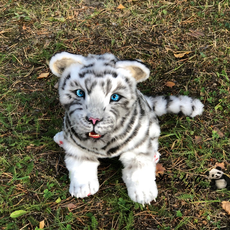 Realistic toy siberian white tiger plush stuffed artist | Etsy