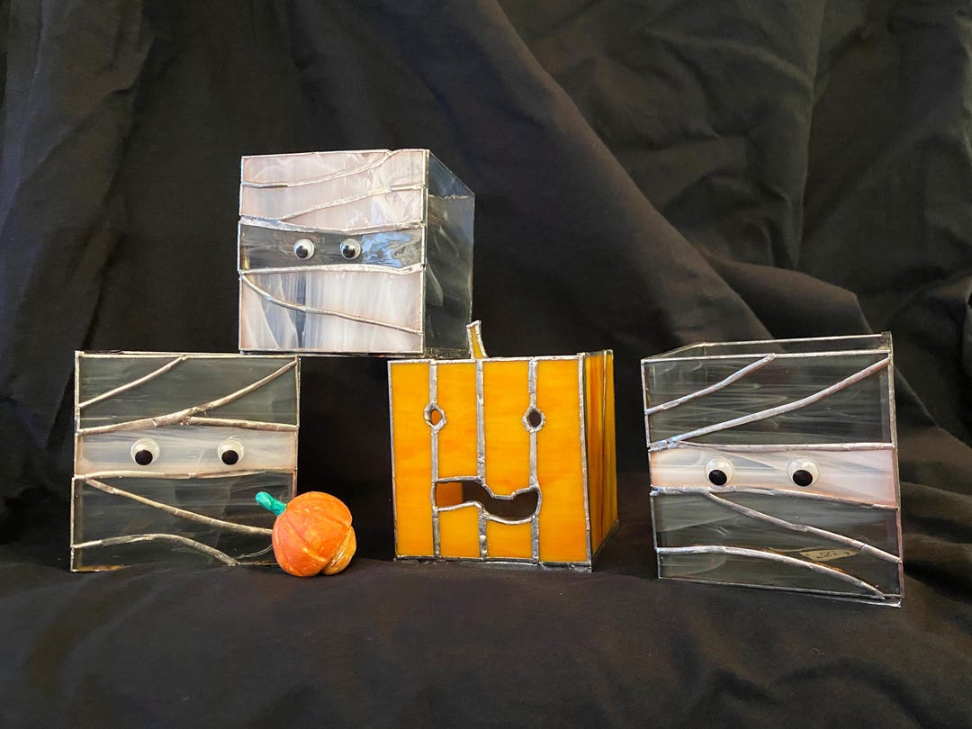 Original Handmade Stained Glass Mummy Votive Halloween Decorations ...