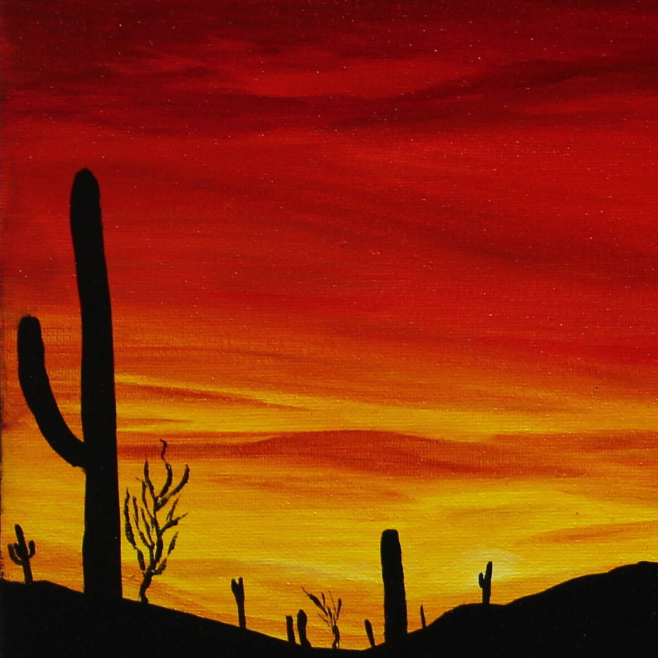 Days Last Light- Arizona Sunset Art -9x12- Landscape Art- Saguaro ...