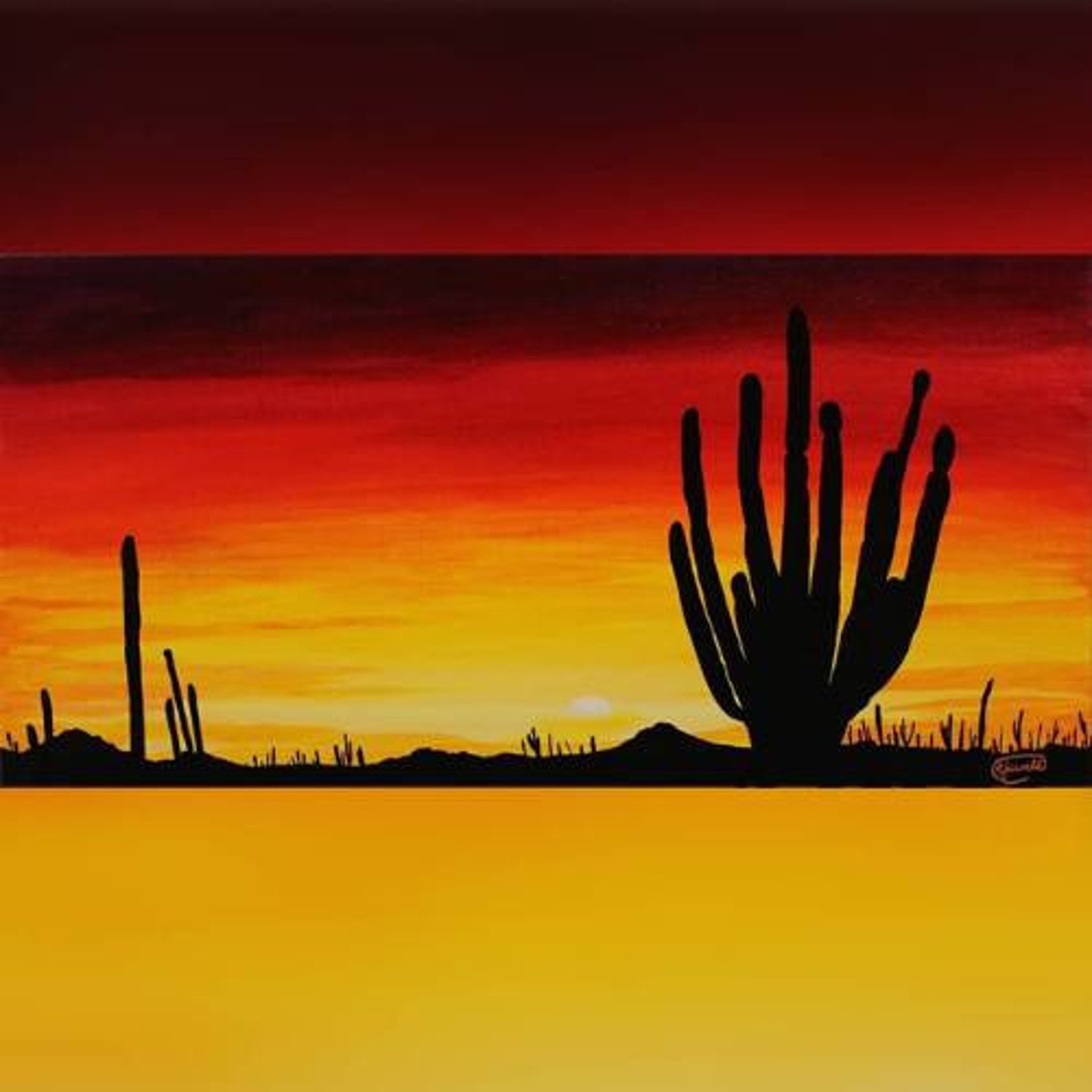 Sonoran Sunset- Arizona Sunset Art -10x20- Landscape Art- Large ...