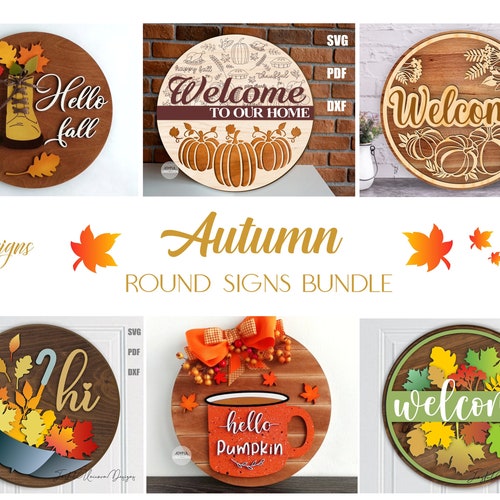 Fall Laser Sign Bundle Digital Download Round Door Hanger - Etsy