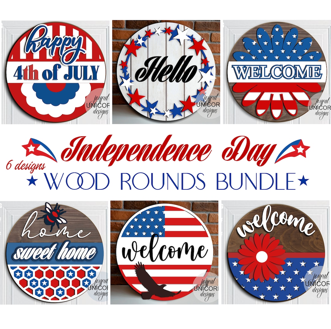 4th of July Round Signs SVG Bundle, Memorial Day Door Hangers ...