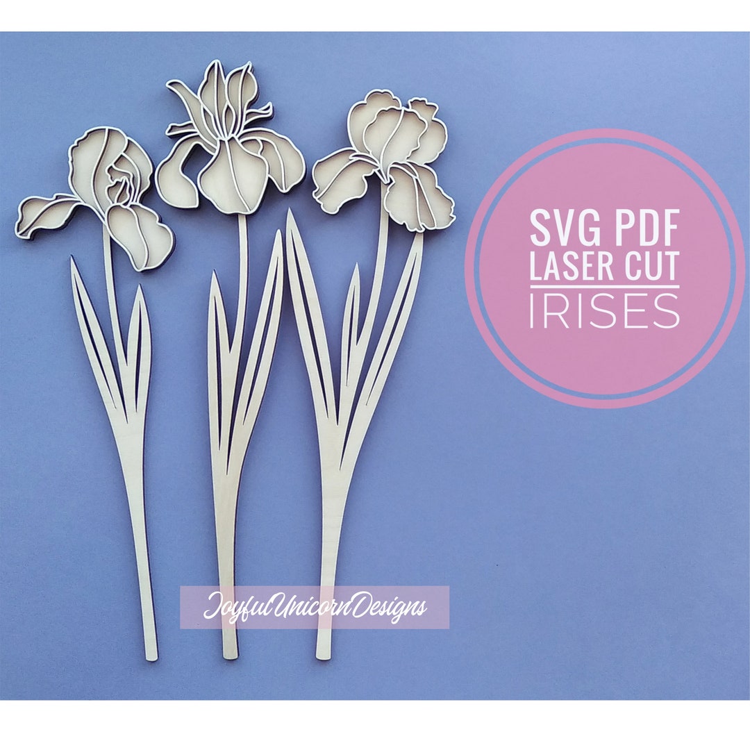 Iris SVG, Iris Flower SVG, February Birth Month Flower SVG, Laser Cut ...