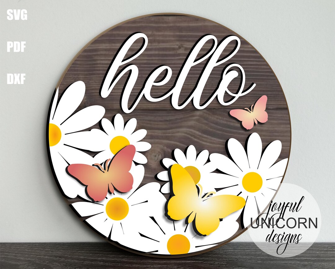 Daisy Welcome Sign SVG, Spring Door Hanger SVG, Hello Welcome Sign ...