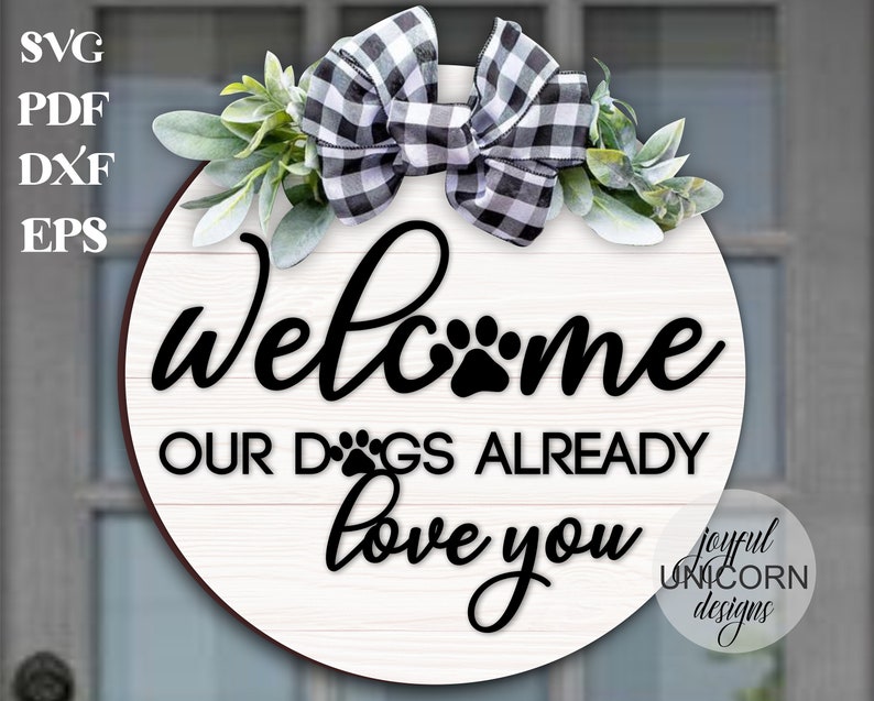 Dog Welcome Sign SVG Dog Door Hanger SVG Front Door Decor - Etsy