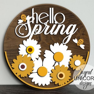 Spring Door Hangers SVG Bundle, Spring Welcome Round Signs, Laser Cut ...