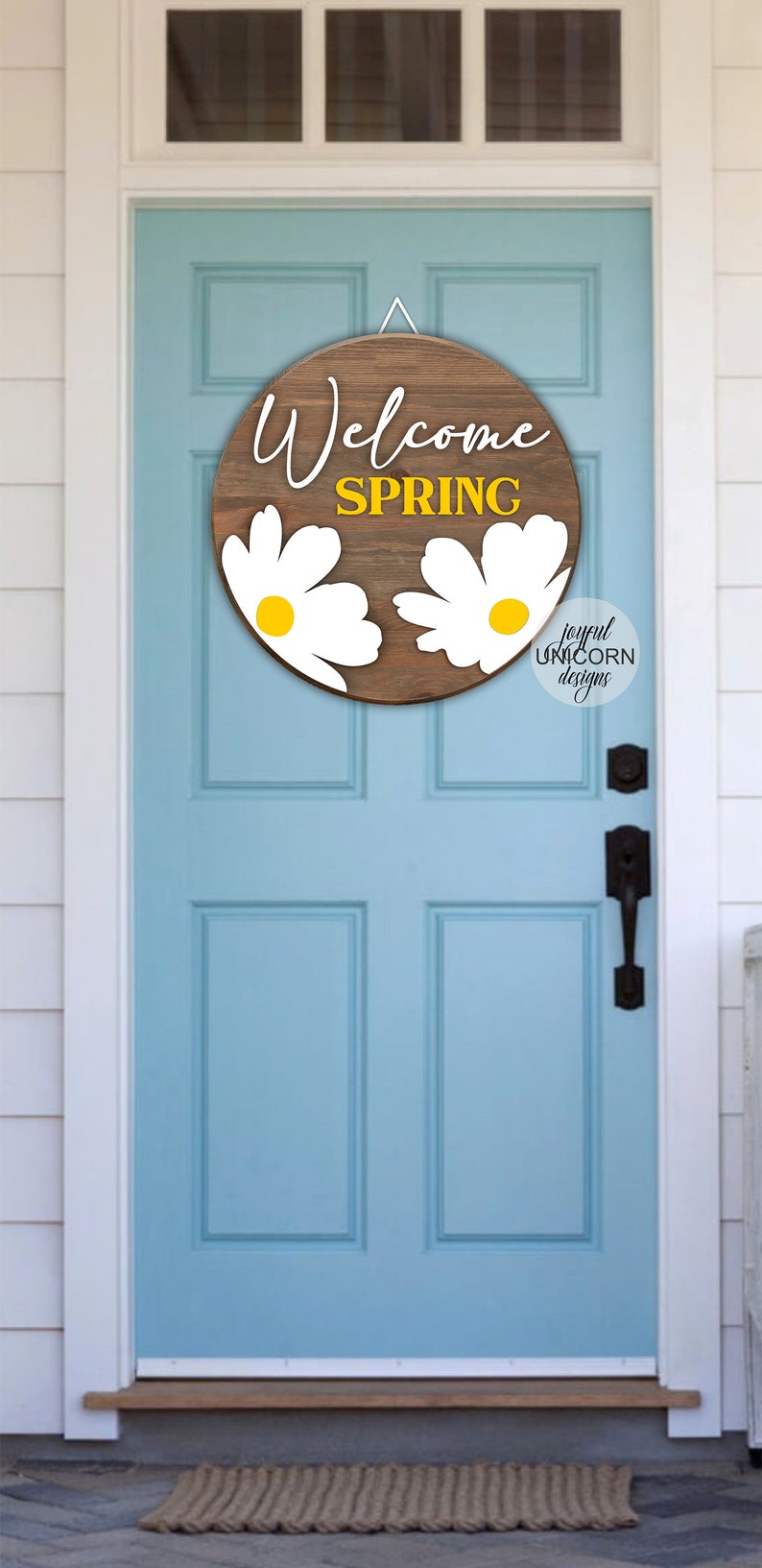 Welcome Spring Sign SVG Daisy Door Hanger SVG Floral Door - Etsy