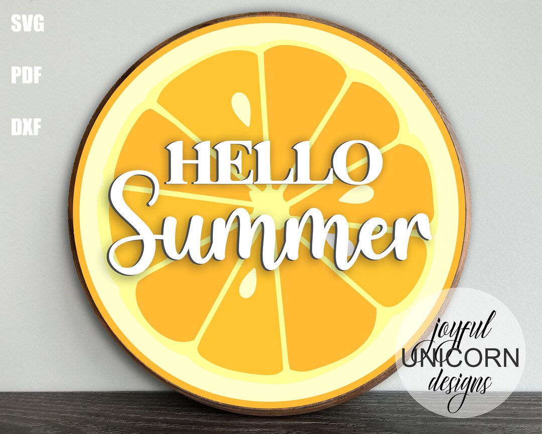 Hello Summer Sign SVG, Lemon Round Sign SVG, Summer Welcome Door Hanger ...