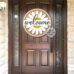 Daisy Welcome Sign SVG, Summer Welcome Sign SVG, Floral Door Hanger ...
