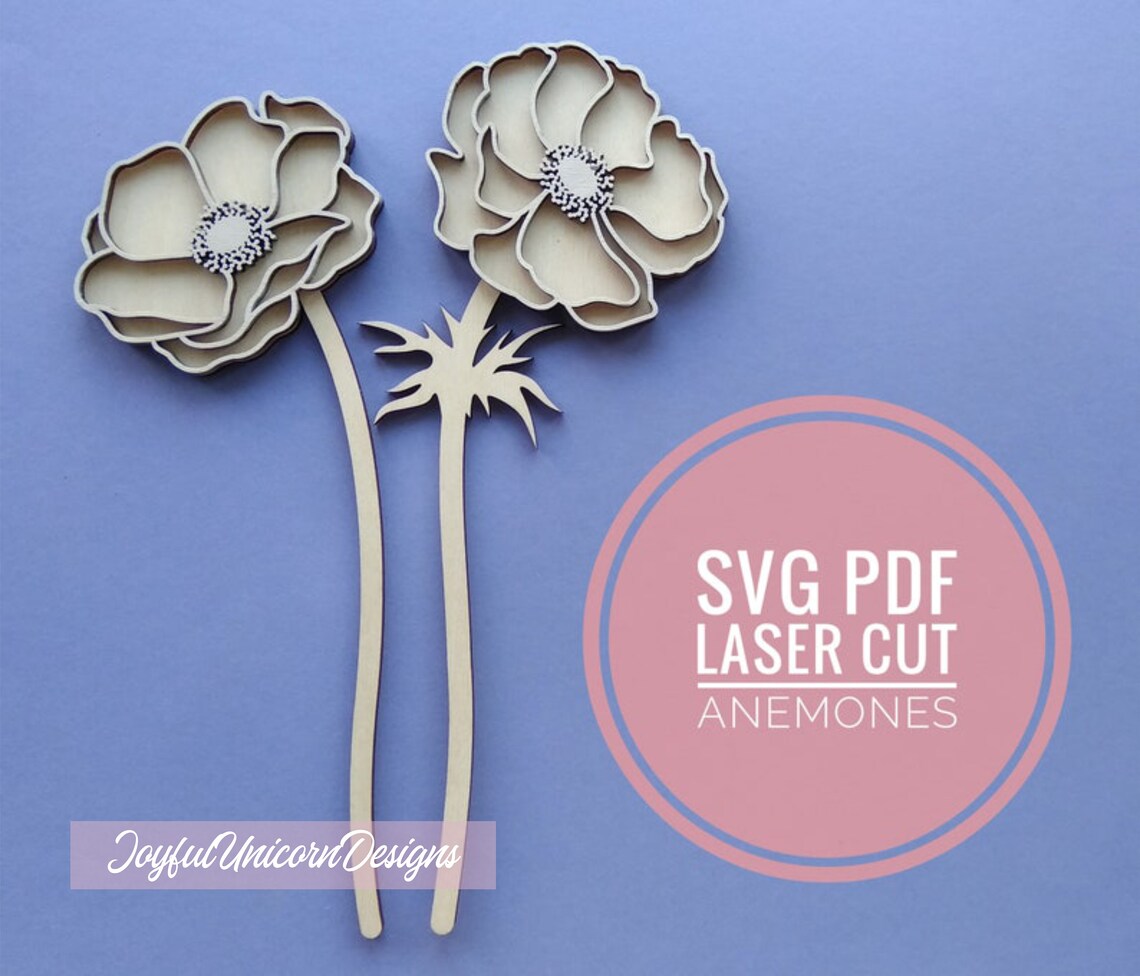 Anemones SVG Anemone Flower SVG Laser Cut Flower SVG - Etsy