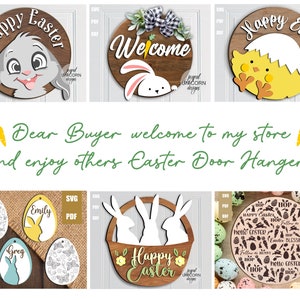 Hello Easter Round Sign SVG, Easter Bunny Welcome Sign SVG, Easter Door Hanger SVG, Happy Easter ...