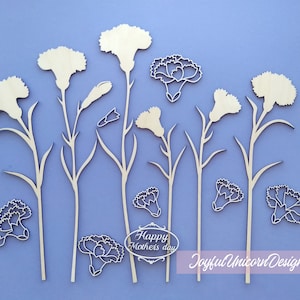 Carnations SVG Bundle, Laser Cut Flowers Bouquet SVG, Mothers Day ...