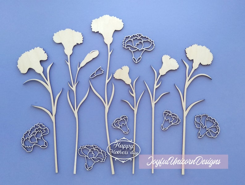 Carnations SVG Bundle Laser Cut Flowers Bouquet SVG Mothers - Etsy